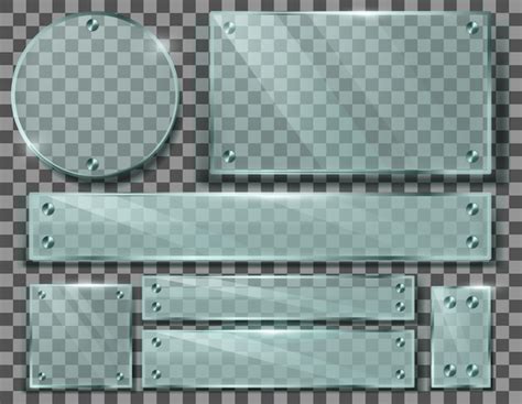 유리 배너 또는 접시 현실적인 세트 무료 벡터