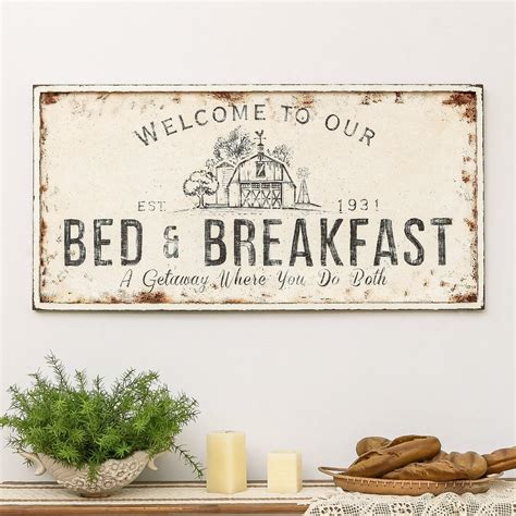 Welcome To Our Bed And Breakfast Sign Vintage Retro Guest