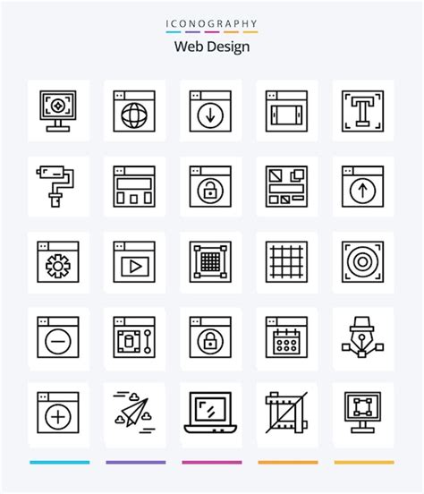 Free Vector Creative Web Design 25 Outline Icon Pack Such As Designer Design World Web Down