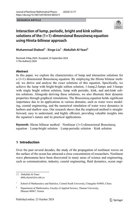 Pdf Interaction Of Lump Periodic Bright And Kink Soliton Solutions Of The 11 Dimensional