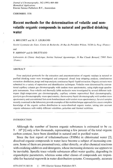 Pdf Recent Methods For The Determination Of Volatile And Non Volatile
