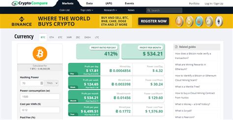 How To Use The Cryptocompare Mining Calculator What Is Bitcoins