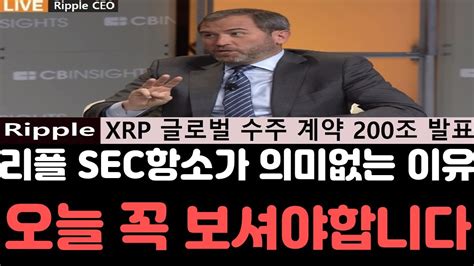 리플전망 리플 Xrp 폭등랠리가 시작된다 Sec항소에 겁먹지 않아도 되는 이유 오늘 영상은 꼭 보셔야합니다 리플전망
