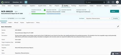 Non Conforming Material Report Definition Arena