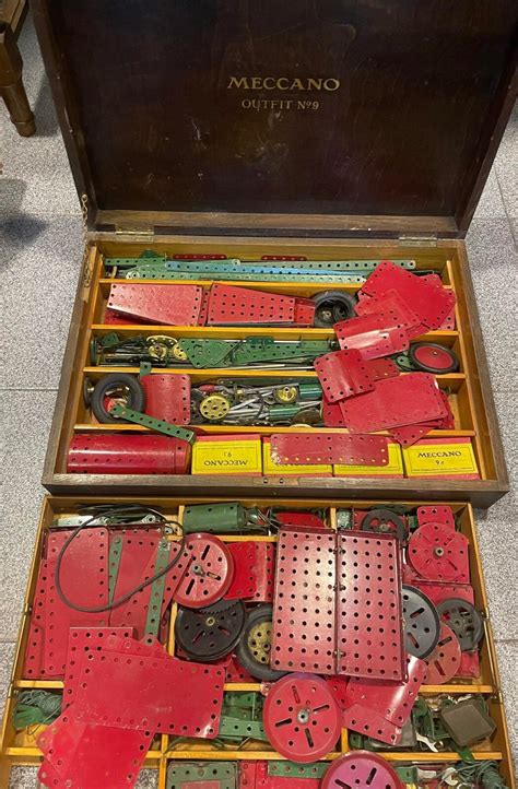 Vintage Meccano 9 Complete Set In Wooden Box 1940´s Ebay