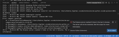 Pylance Language Server Crashing Issue 163820 Microsoft Vscode