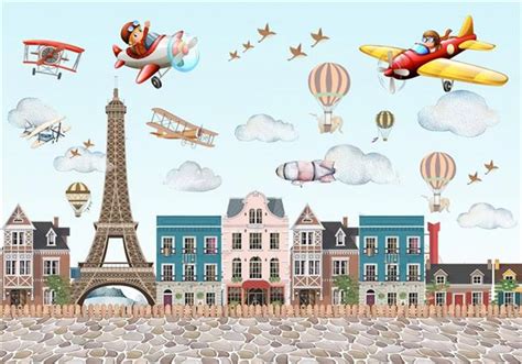 الگوی بدون درز کاغذ دیواری سه بعدی آبرنگ بالن هوای کودک 1705575