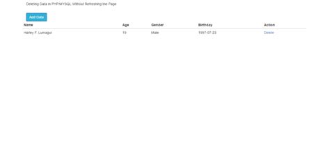 Delete Data In PHP MYSQL Without Refreshening Page