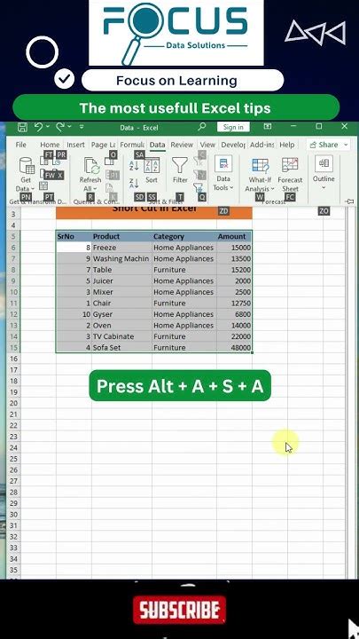 Useful Excel Tips Shorting Data In Excel Excel Shorts Youtube