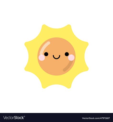 Cute Smiling Sun Character Icon Royalty Free Vector Image