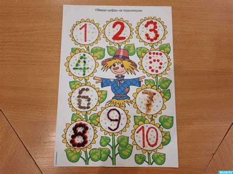 Дидактическая игра по математическому развитию «Обведи цифры из точек на подсолнухах с