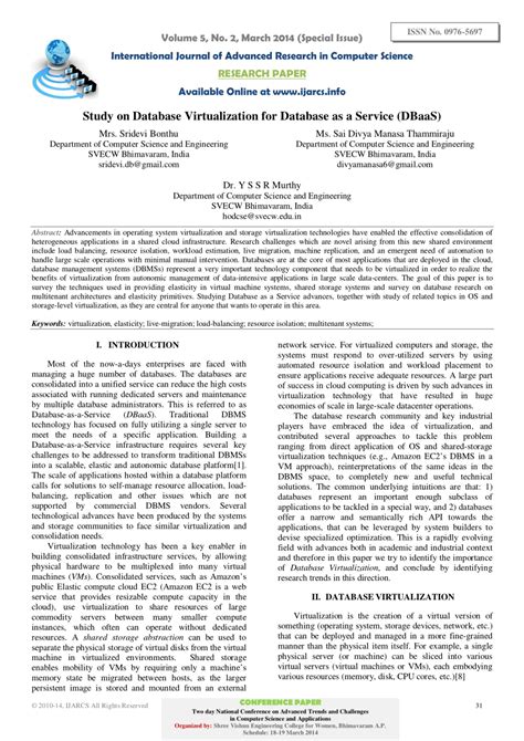 Pdf Study On Database Virtualization For Database As A Service Dbaas