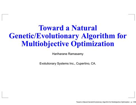 Toward A Natural Genetic Evolutionary Algorithm For Multiobjective Optimization Pdf