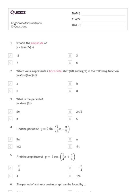 Trigonometric Functions Worksheets Trigonometry Trigonometric Angles
