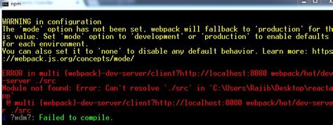 Reactjs How Can I Fix Failed To Compile In Npm For React