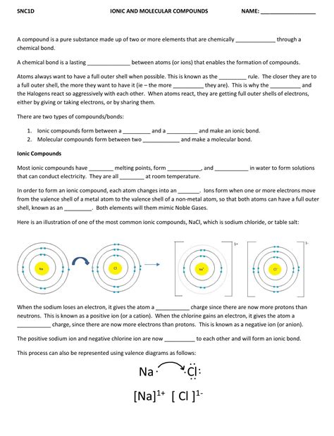 Molecules And Compounds Worksheet Artofit
