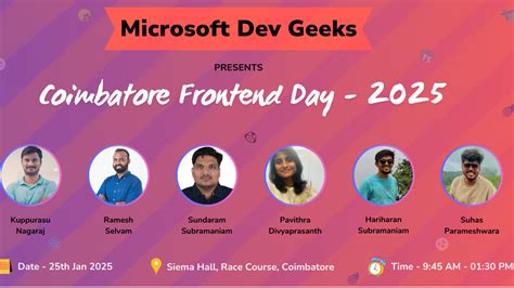 Coimbatore Frontend Day Tickets By Microsoft Dev Geeks Saturday January 25 2025 Coimbatore Event