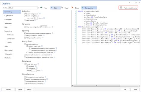 Sql Formatting Standards Joins Lists Structure Operations