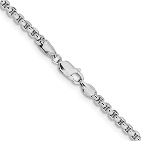14k White Gold Round Box Chain Boston Bijoux