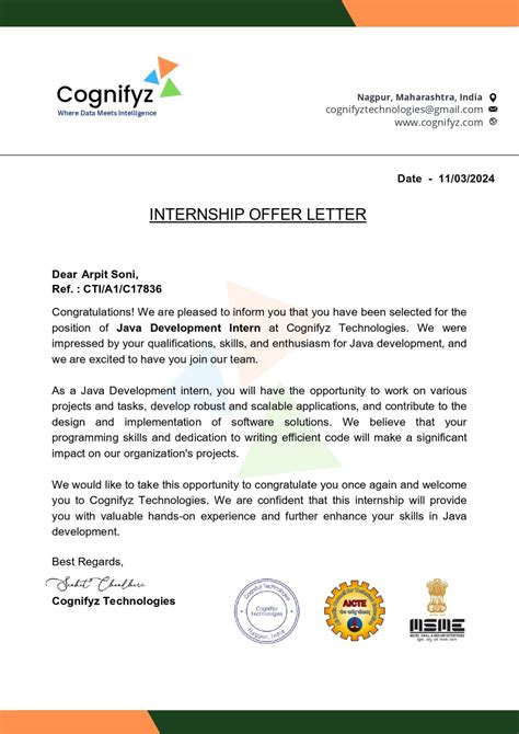 Arpit Soni On Linkedin Javainternship Cognifyztech Cognifyz