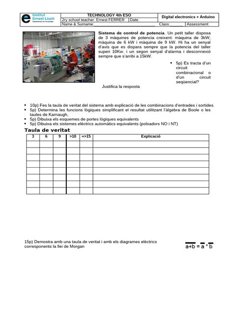 Mostra Examen Electrònica Digital I Arduino Pdf