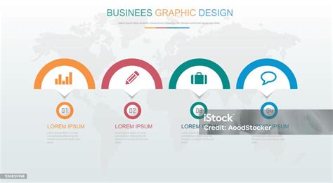 Infographic 요소 전체에서 비즈니스 아이콘 색상 배경 원 프로세스 또는 단계 및 옵션 워크플로 다이어그램 디자인 요소 Eps10 그림을 벡터 0명에 대한 스톡 벡터