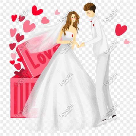 로맨틱 커플 결혼식 손으로 그려 무료 일러스트 레이션 Png 일러스트 무료 다운로드 Lovepik
