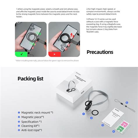 Telesin Magsafe Neck Magnetic Smartphone Holder Rotational Flexible Mount Android And Ios Mnm