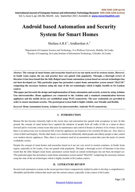 PDF Android Based Automation And Security System For Smart Homes