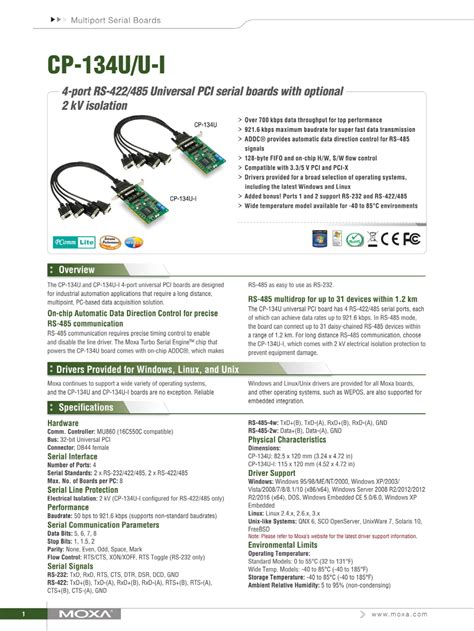 [moxa] Cp 134u I Db9m 4p Rs422 485 Universal Pci 정보통신전문 Exatek