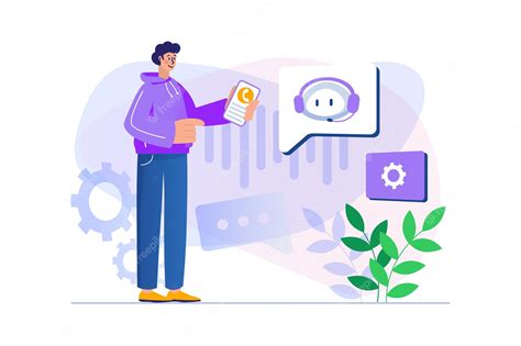 Premium Vector Virtual Assistant Concept With People Scene In Flat Design Man Calling Support Chat