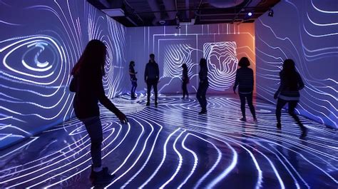 Interactive Digital Art Installation Featuring Dynamic Light And Sound Patterns Responding To