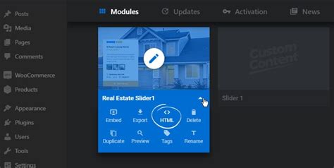 Export Modules Slider Revolution