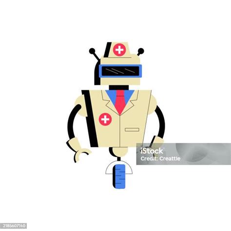로봇 의료 보조 건강 관리 기술 및 자동화를 상징하는 평면 벡터 일러스트 레이 션 흰색 배경에 고립 가상 비서에 대한 스톡 벡터 아트 및 기타 이미지 Istock