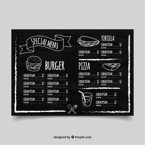 3 페이지 칠판 메뉴판 이미지 Freepik에서 무료 다운로드