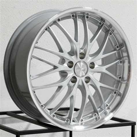 19 Mrr Gt1 Wheels 19x85 5x120 35 Silver With Polished Lip Rims Set 4