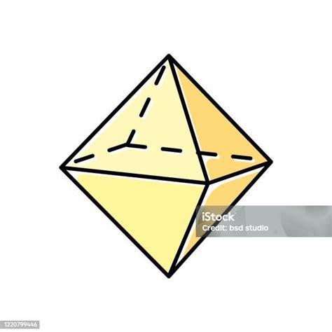 옥타헤드론 색상 아이콘입니다 이중 피라미드 기하학적 차원 그림입니다 스퀘어 기반 프리즘 삼각형 면으로 모델을 잘라냅니다 추상