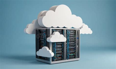 A Server Rack Is Covered In White Clouds Symbolizing The Cloud Computing Concept Stock Image