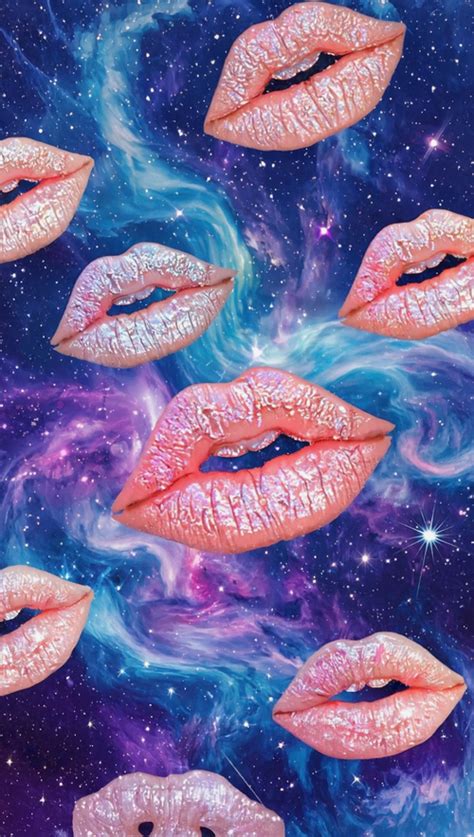 Абстрактная картинка летящих поцелуев на фоне космических переливов · бесплатная фотография от