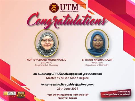 UTM Senates Approval Master By Mixed Mode Degree Faculty Of Science Universiti Teknologi