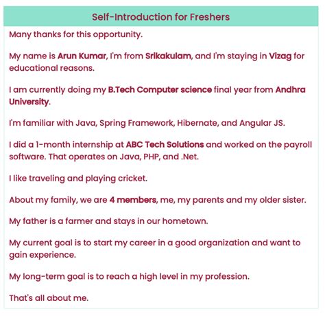 Self Introduction For Job Interview How To Introduce 59 Off