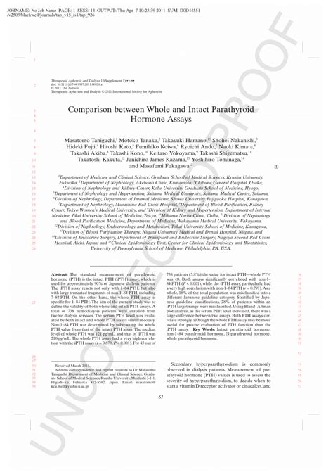Pdf Comparison Between Whole And Intact Parathyroid Hormone Assays
