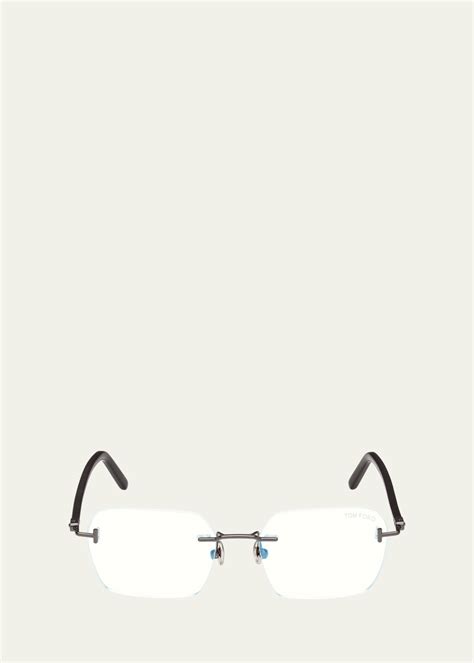 Tom Ford Mens Rimless Rectangle Blue Light Blocking Glasses Bergdorf
