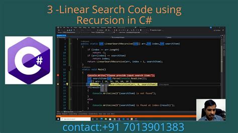 3 Linear Search Algorithm Code Using Recursion In C Youtube