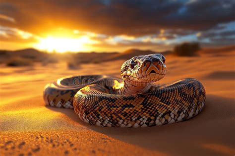 Snake Python Sunset And Desert Visualized In A Desert At Sunset Where A Python Slithers Across Snake Python Sunset And Desert Visualized In A Desert At Sunset Where A Python Slithers Across