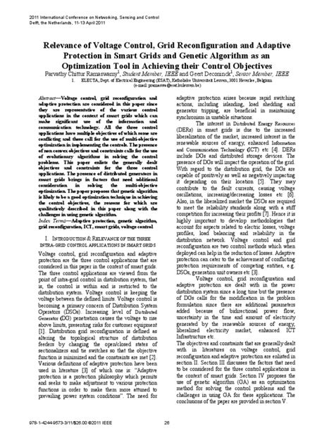 Relevance Of Voltage Control Grid Reconfiguration And Adaptive Protection In Smart Grids And