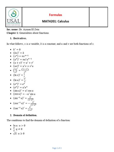 Derivative Formulas Pdf Derivative Formulas Pdf