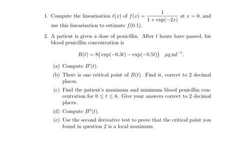 Solved Compute the linearisation ℓ x of f x exp x Chegg com