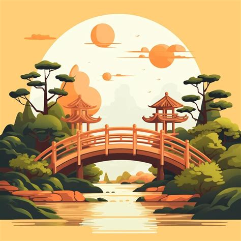 Premium AI Image A Bridge With A Bridge And Trees On It