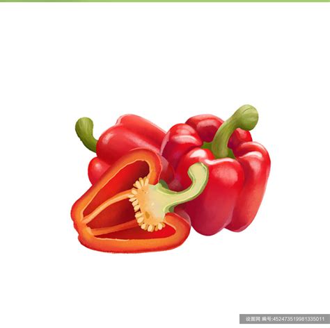 写实食物红彩椒卡通蔬菜元素插画psd下载编号452473519981335011 设图网